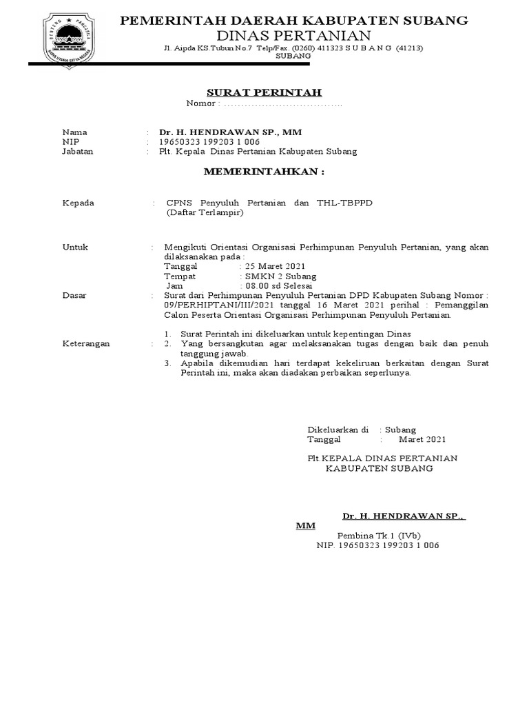 Surat Perintah Orientasi Profesi | PDF