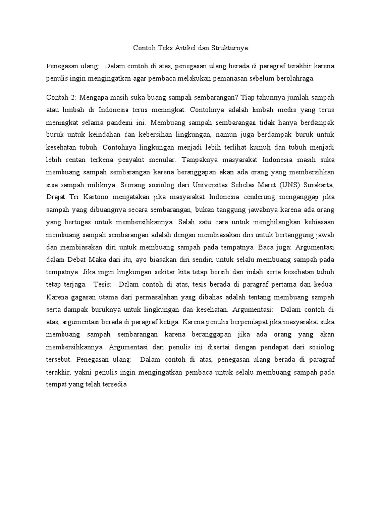 Contoh Teks Artikel Dan Strukturnya 2 | PDF