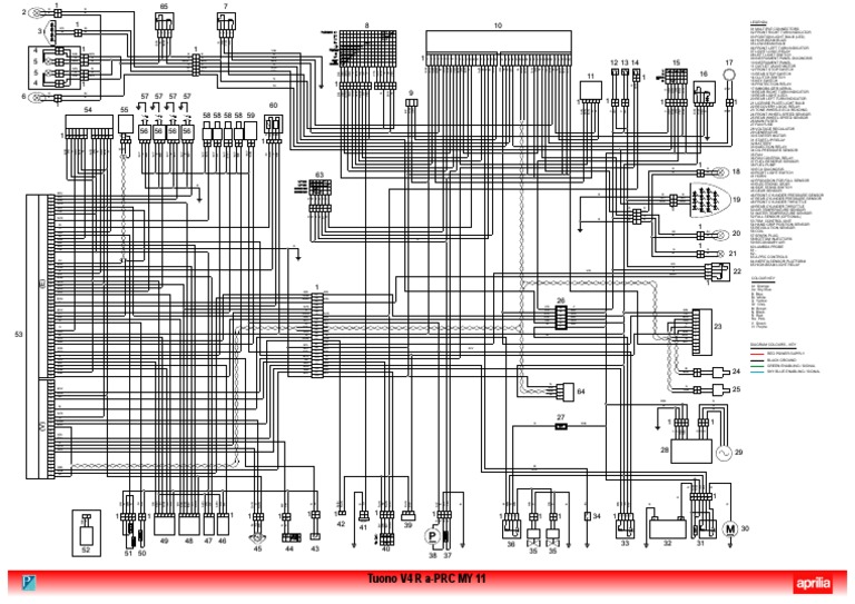 Aprilia Tuono V4 R a-APRC Wiring Diagram 2011-2013 | PDF