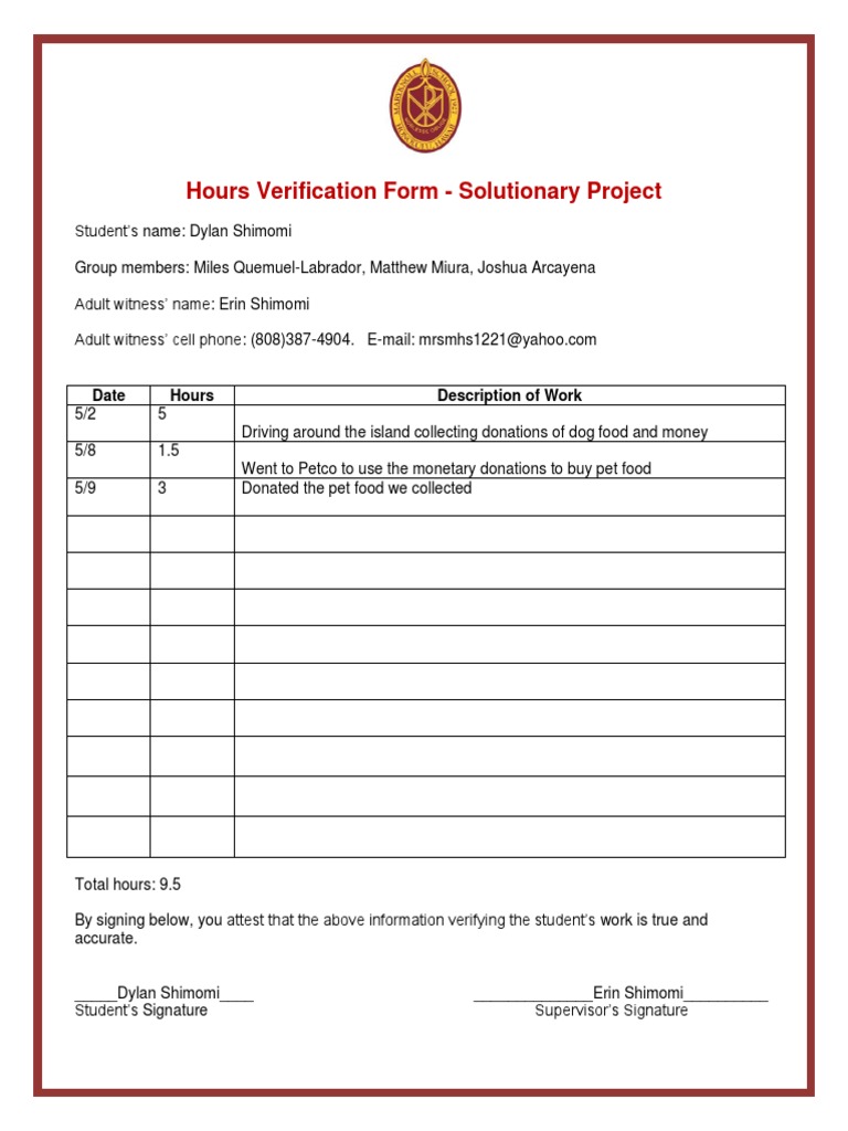 Hours Verification Form