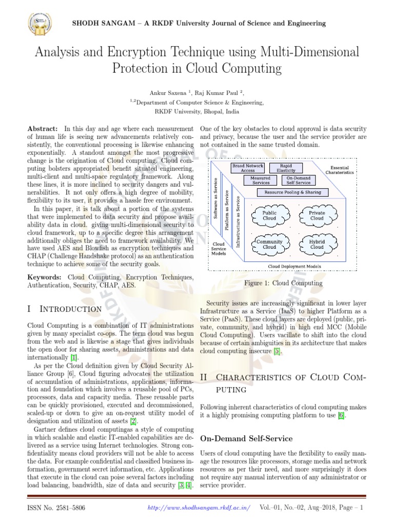 Analysis And Encryption Technique Using Multi Dimensional Protection In Cloud Computing Pdf