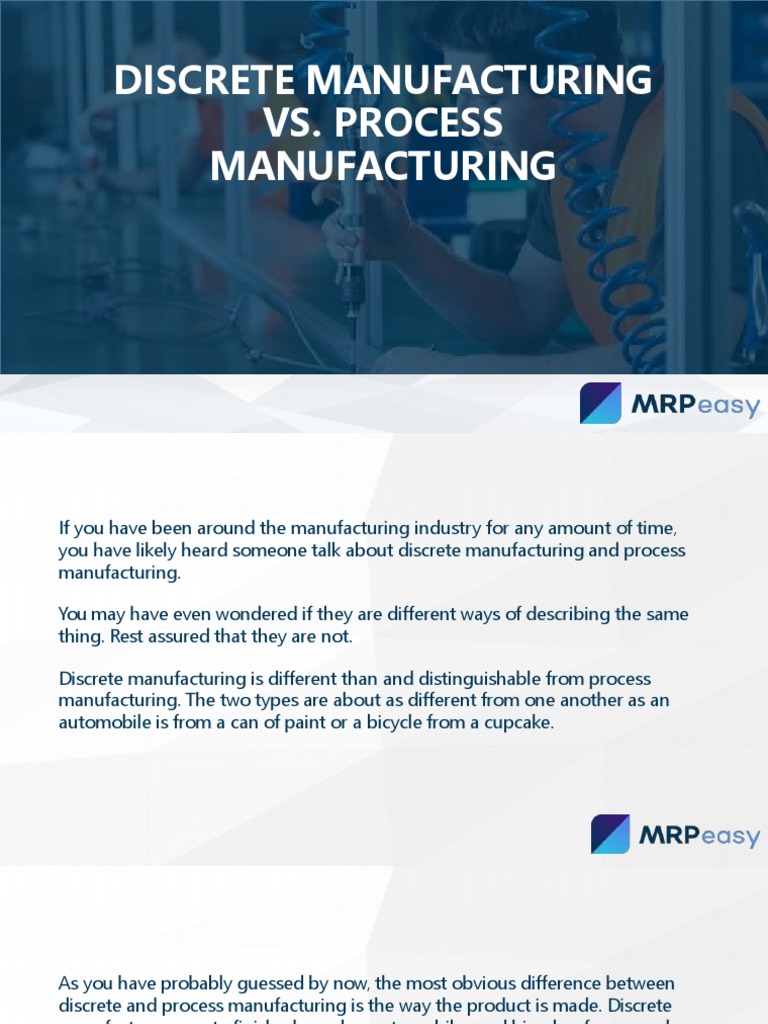 Discrete vs. Process Manufacturing Explained | PDF | Production And ...