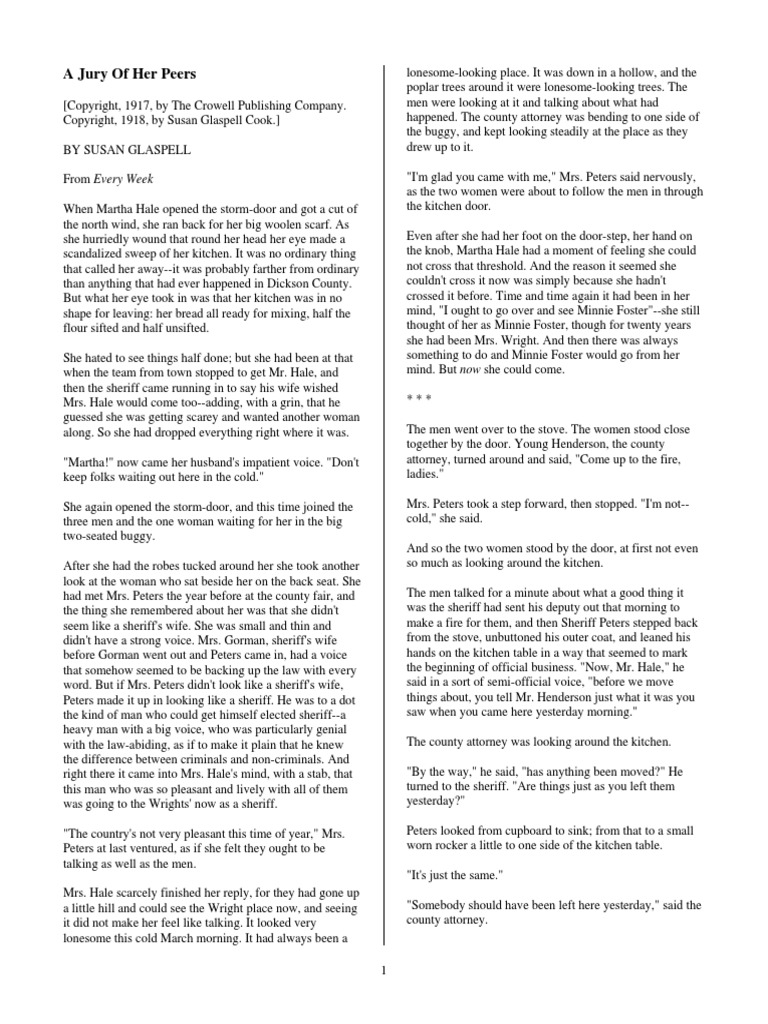 A Jury of Her Peers - Susan Glaspell | PDF