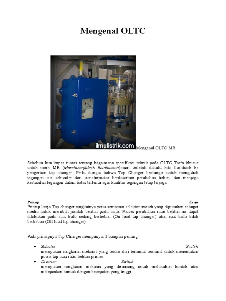 Panduan Dasar OLTC Trafo MR | PDF