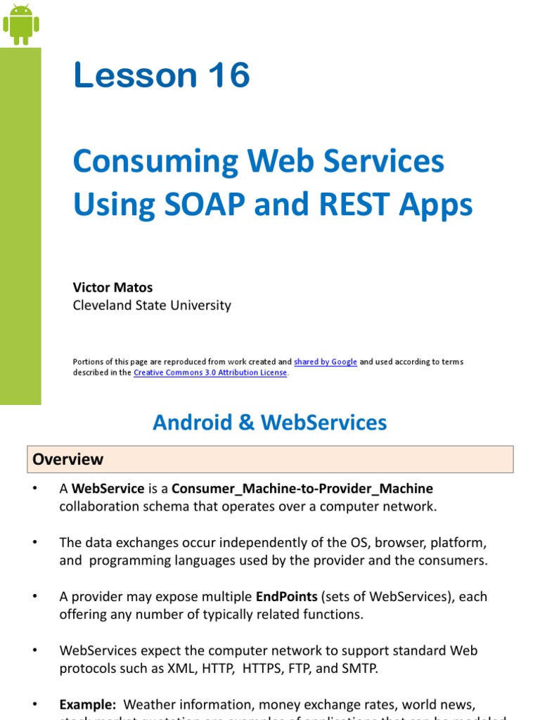 Android Chapter16 Web Services | PDF | Web Service | Soap