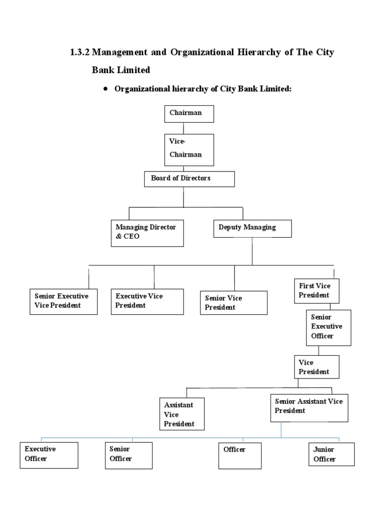 1.3.2 Management and Organizational Hierarchy of The City Bank Limited ...