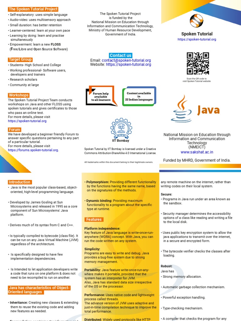 Contact Us: Spoken Tutorial | PDF | Java (Programming Language) | Programming Paradigms