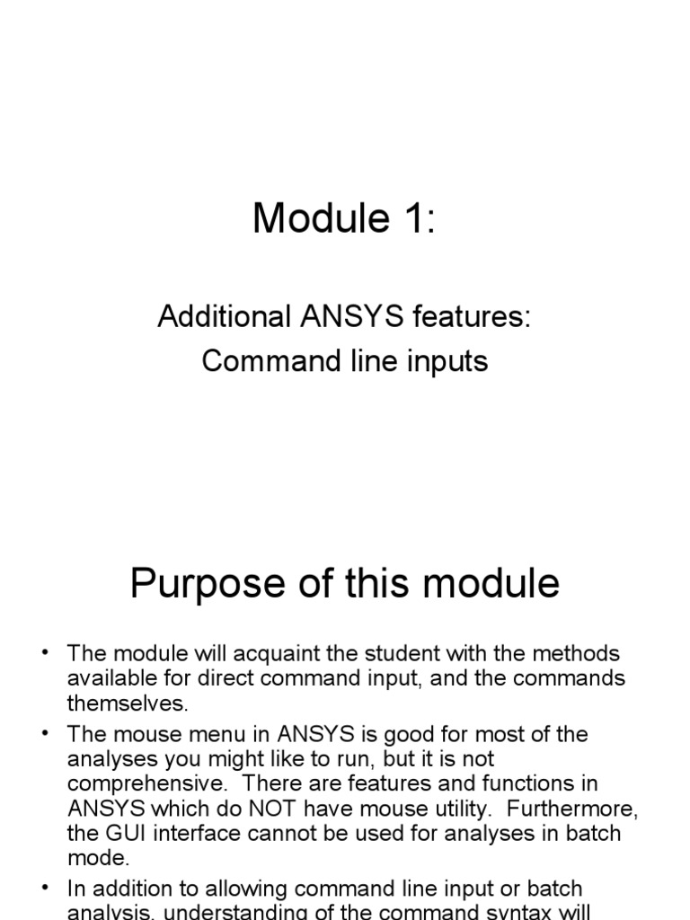 Additional ANSYS Features: Command Line Inputs | PDF | Command Line ...