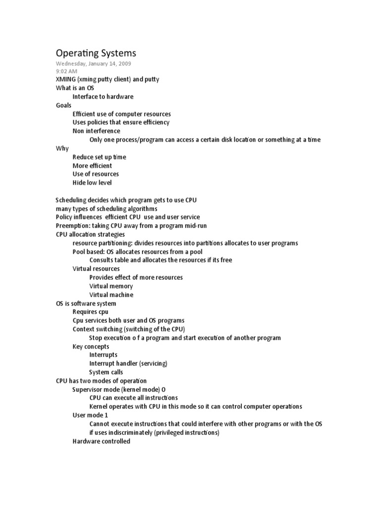 Operating Systems | PDF | Process (Computing) | Operating System