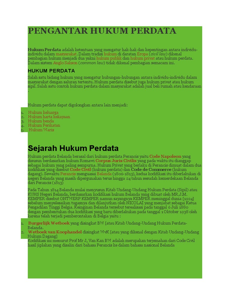 Pengantar Hukum Perdata | PDF