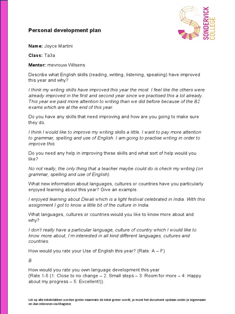 Personal Development Plan | PDF