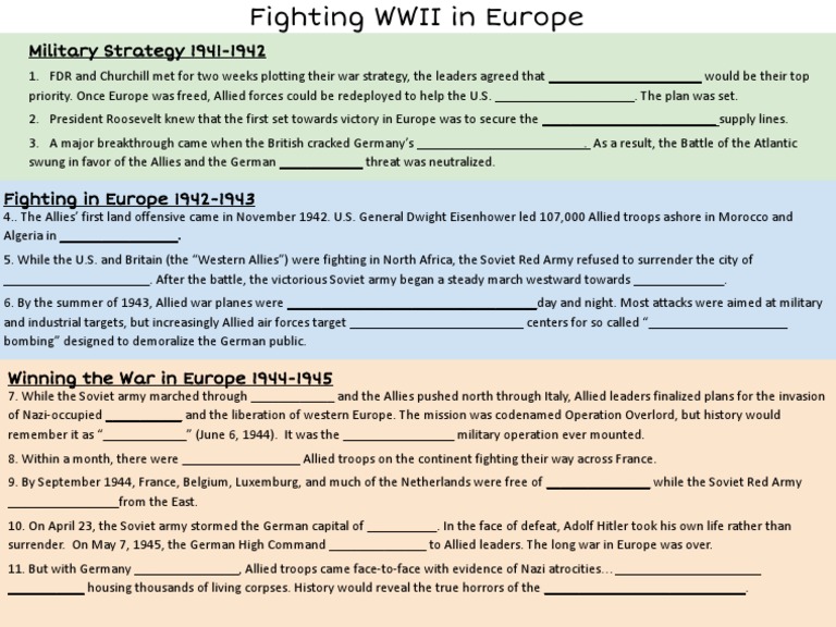 European Theater Video Guide | PDF | Allies Of World War II | European ...