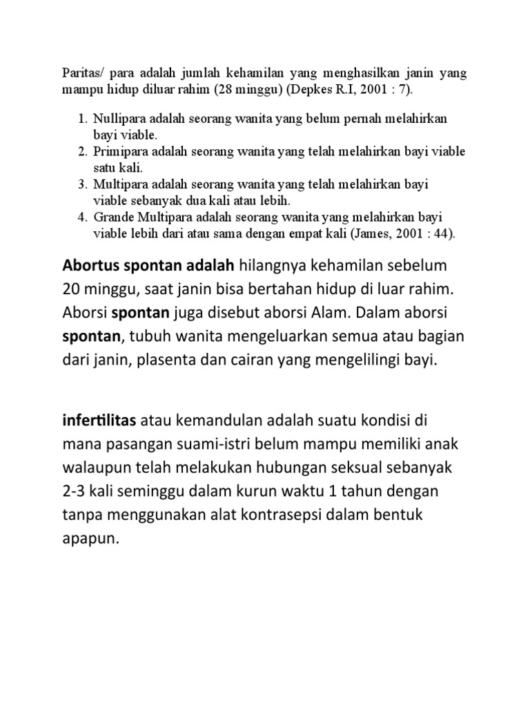 Pengertian Nullipara dalam Kehamilan | PDF