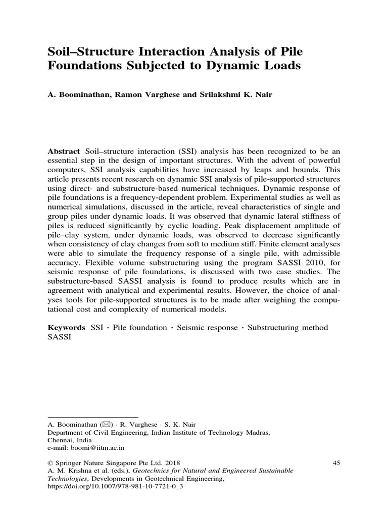 Soil - Structure Interaction Analysis of Pile Foundations Subjected To Dynamic Loads | PDF ...