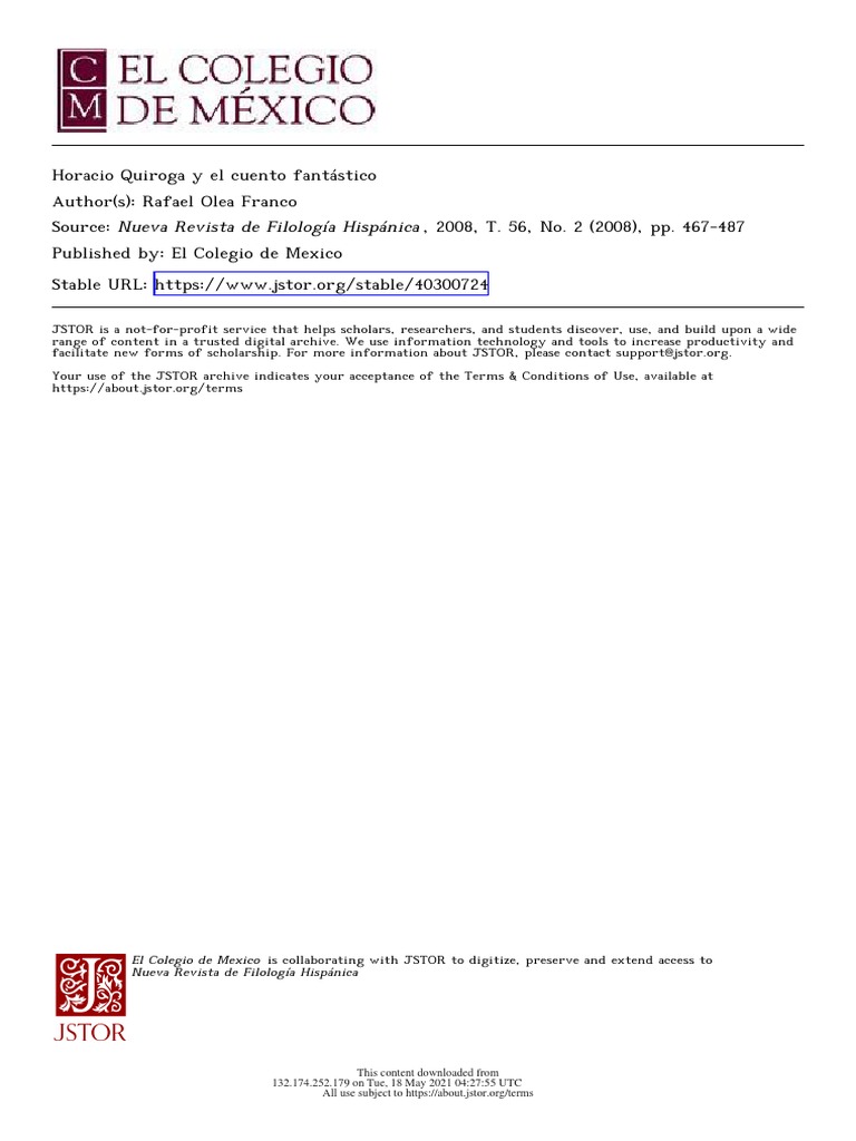 Rafael Olea - Horacio Quiroga y El Cuento Fantástico | PDF | Edgar ...