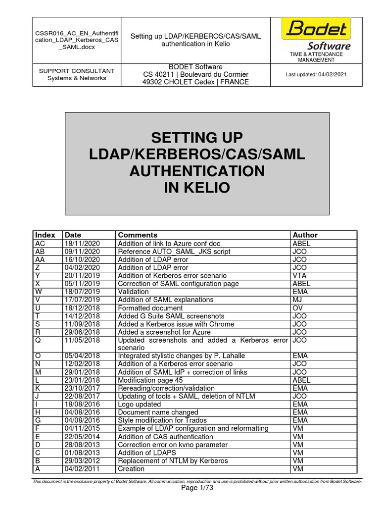 EN - CSSR016 AC - LDAP Kerberos CAS SAML Authentification | PDF | Active Directory | Network ...
