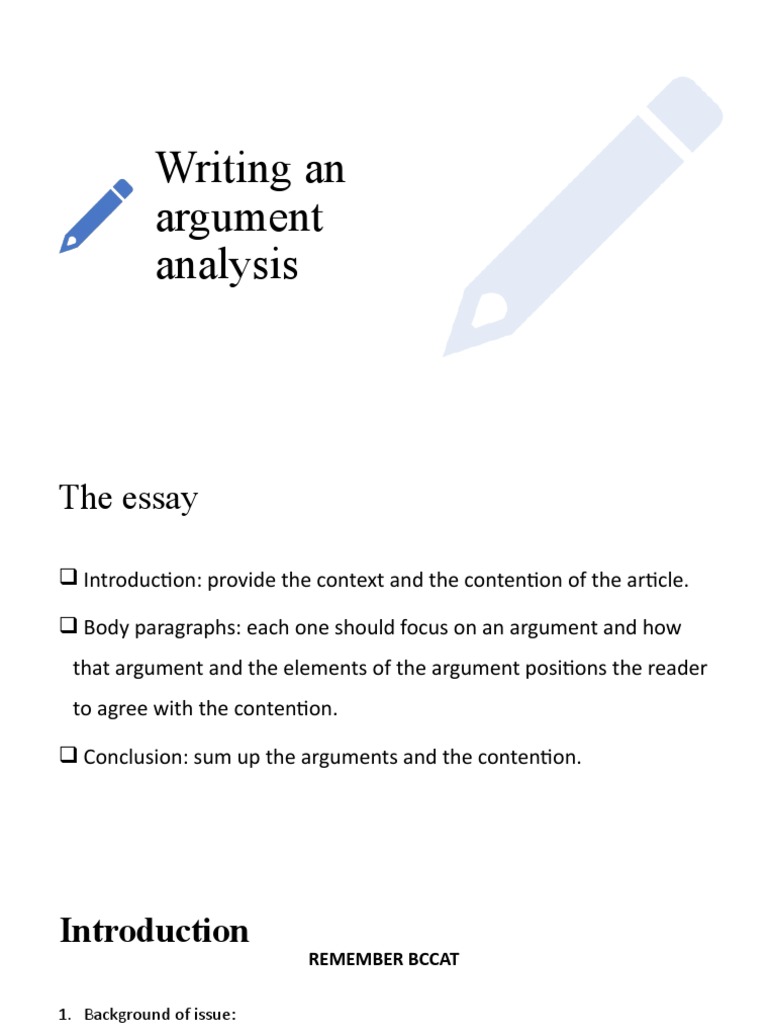 Writing An Argument Analysis - 2019 | PDF | Argument | Writers