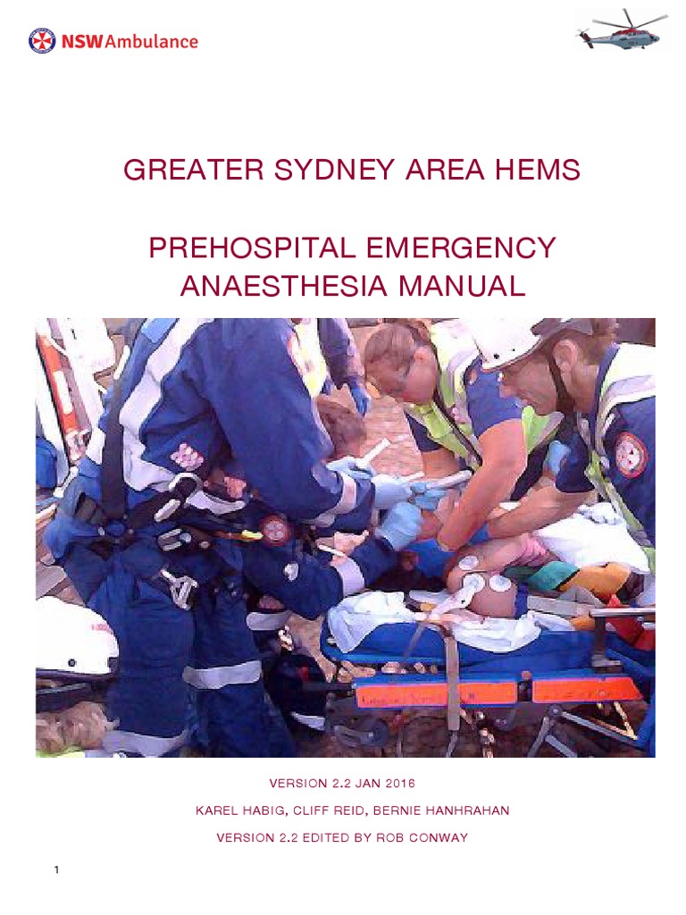 Greater Sydney Area Hems Prehospital Emergency Anaesthesia Manual | PDF ...