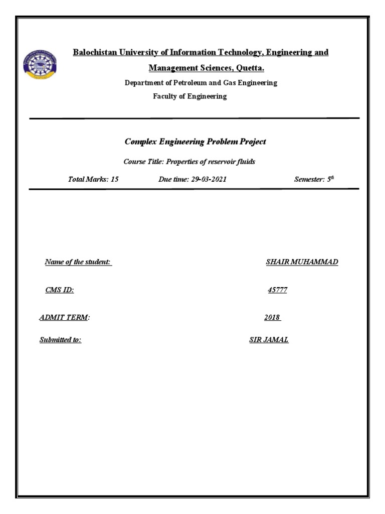 Complex Engineering Problem Project-1 | PDF | Gases | Pressure