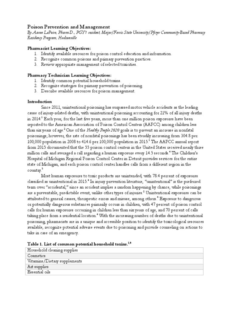 Poison Prevention and Management | PDF | Medical Treatments | Medical ...
