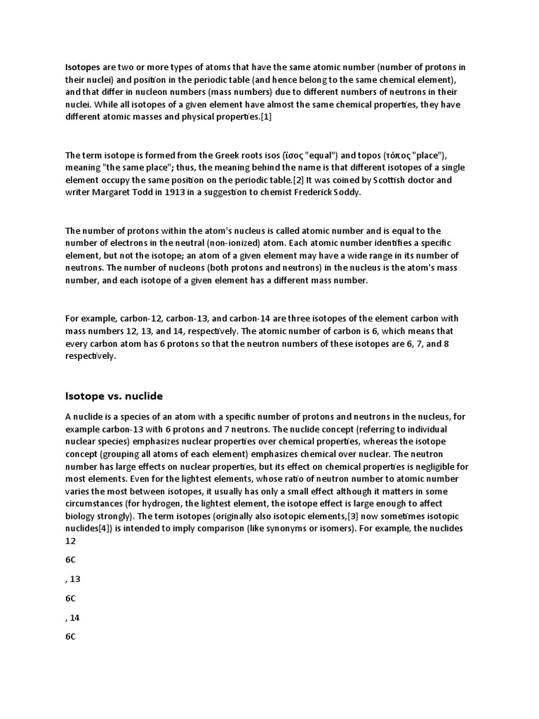 Isotope vs. Nuclide: Isotopes Are Two or More Types of Atoms That Have ...