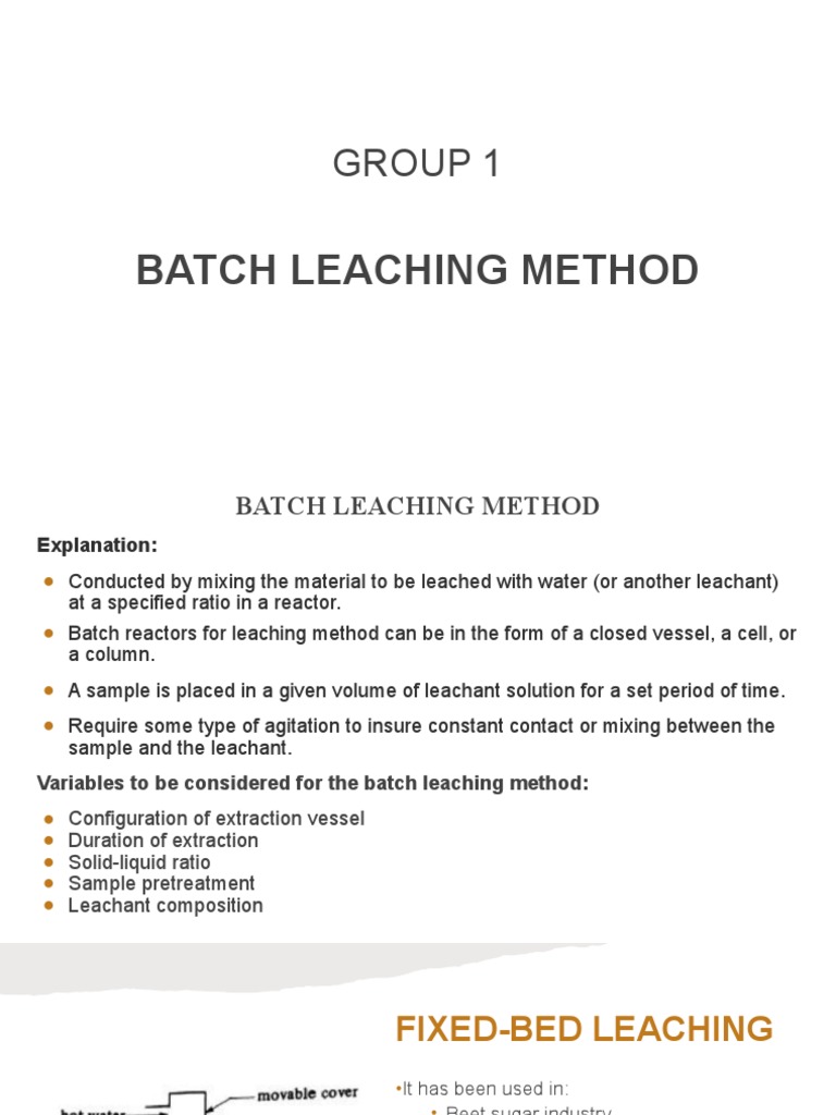 Batch Leaching Method | PDF | Science & Mathematics