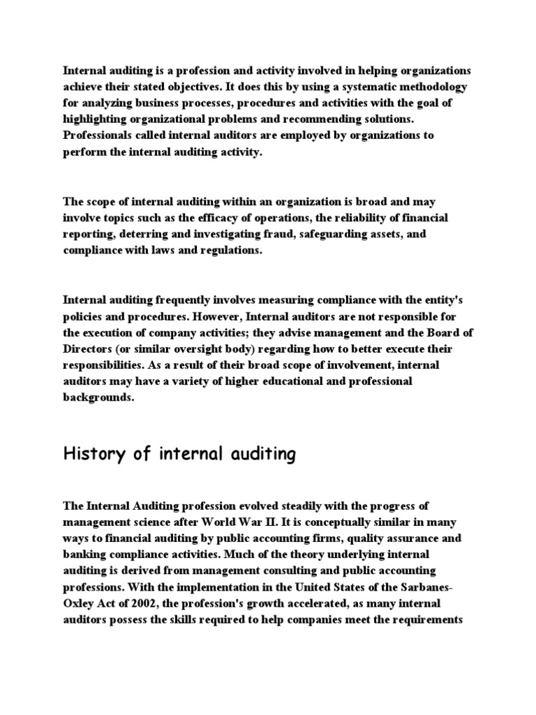 Audit Project | PDF | Internal Audit | Internal Control