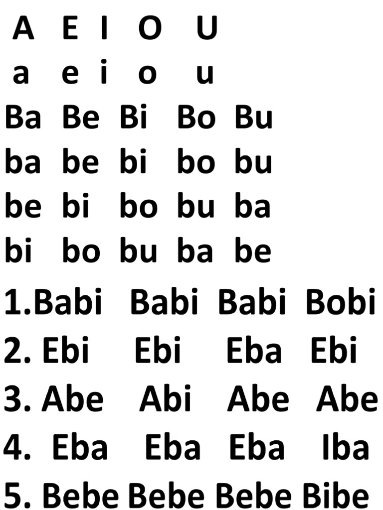 Ba Be Bi Bo Bu | PDF
