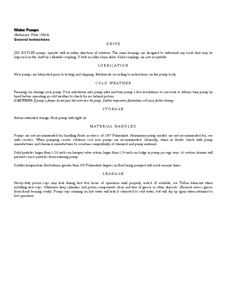 Water Pump Operation and Maintenance Guide | PDF | Horsepower | Pump
