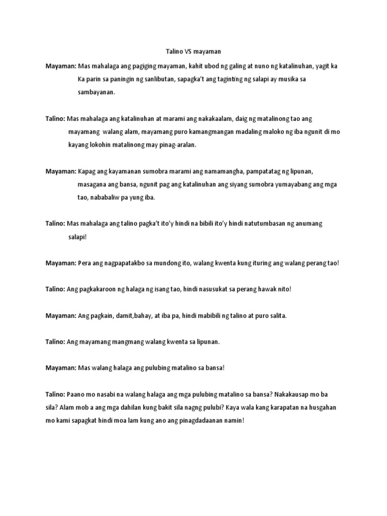 Talino VS Mayaman | PDF