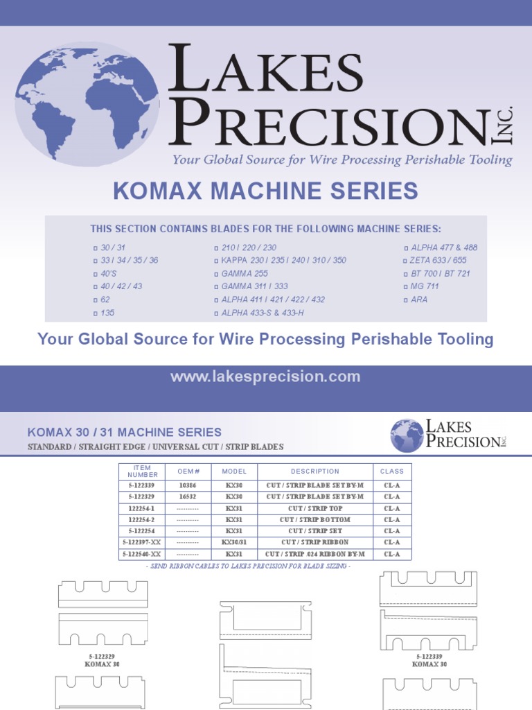 Komax Machine Series Blade Catalog | PDF | Wire | Extrusion