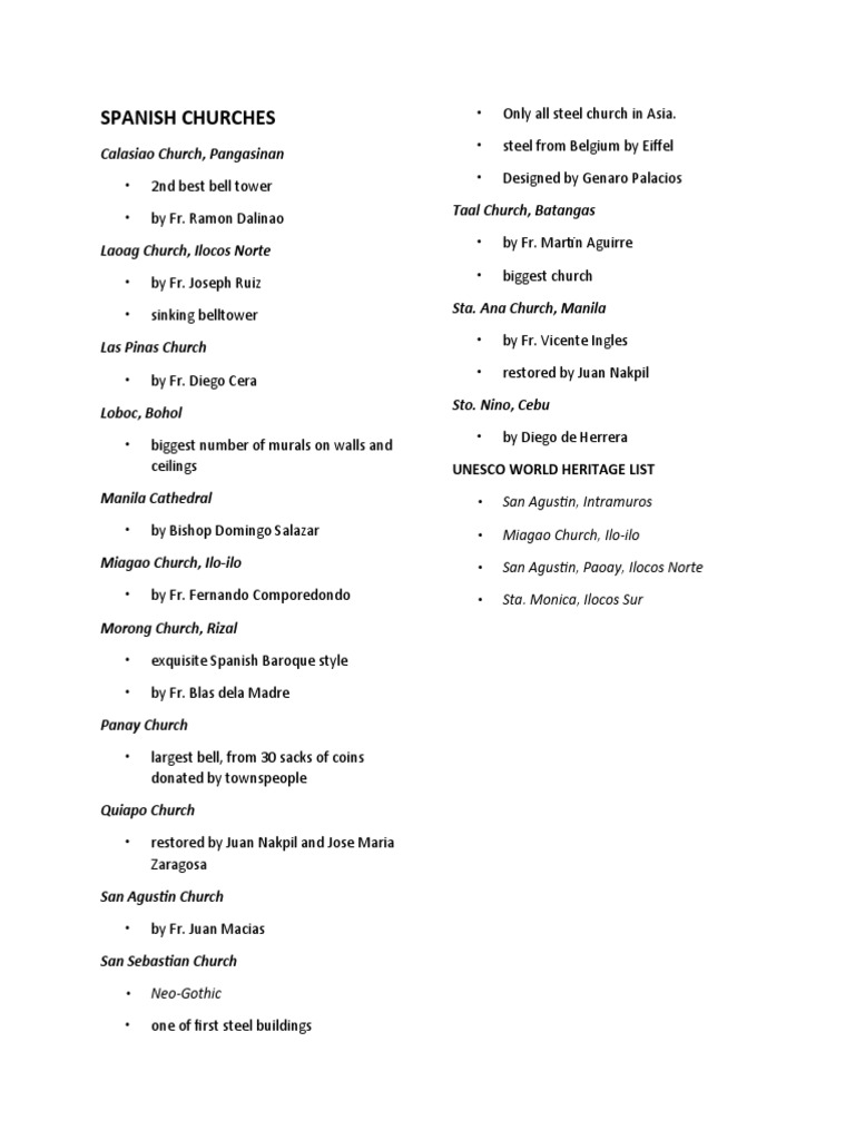 Spanish Colonial Churches in The Philippines | PDF