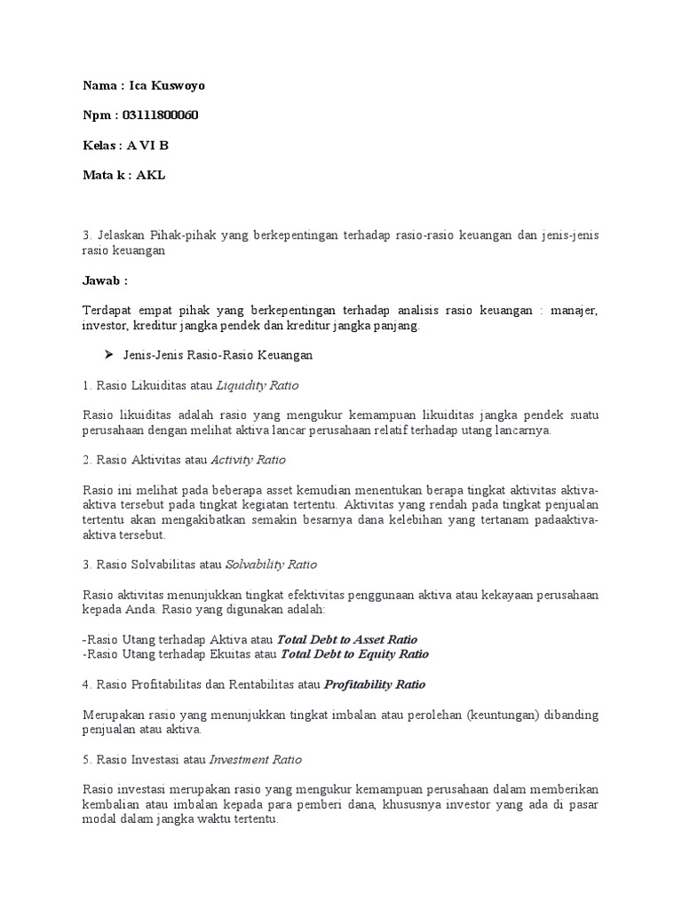 KUIS ALK (Ica Kuswoyo) | PDF | Pengelolaan Keuangan & Uang