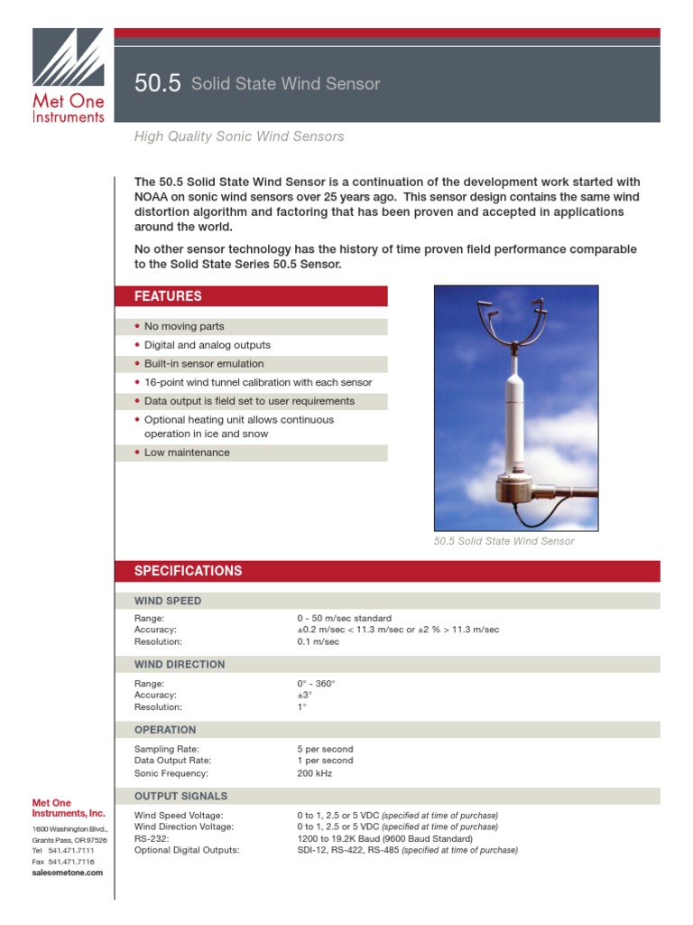 Solid State Wind Sensor: High Quality Sonic Wind Sensors | PDF | Sensor ...