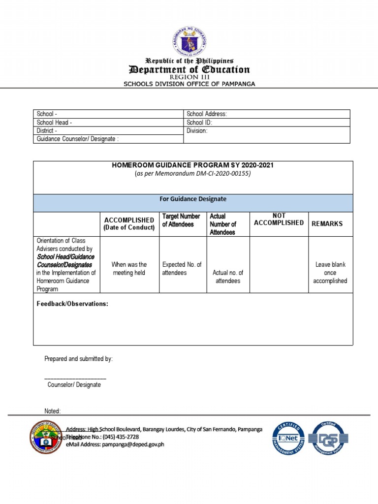 Homeroom Guidance Program Overview | PDF | School Counselor | Learning