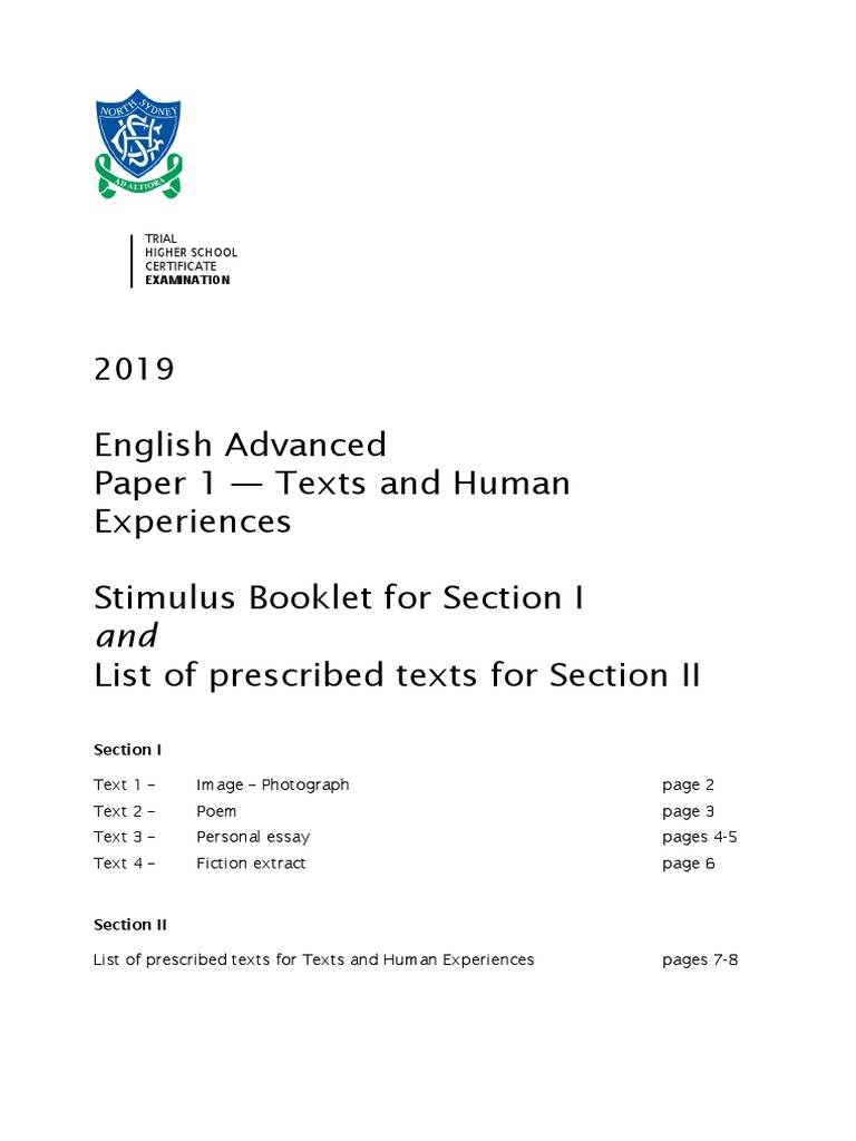 NSG Advanced Paper 1 Stimulus Booklet 2019 | PDF | Books | Poetry