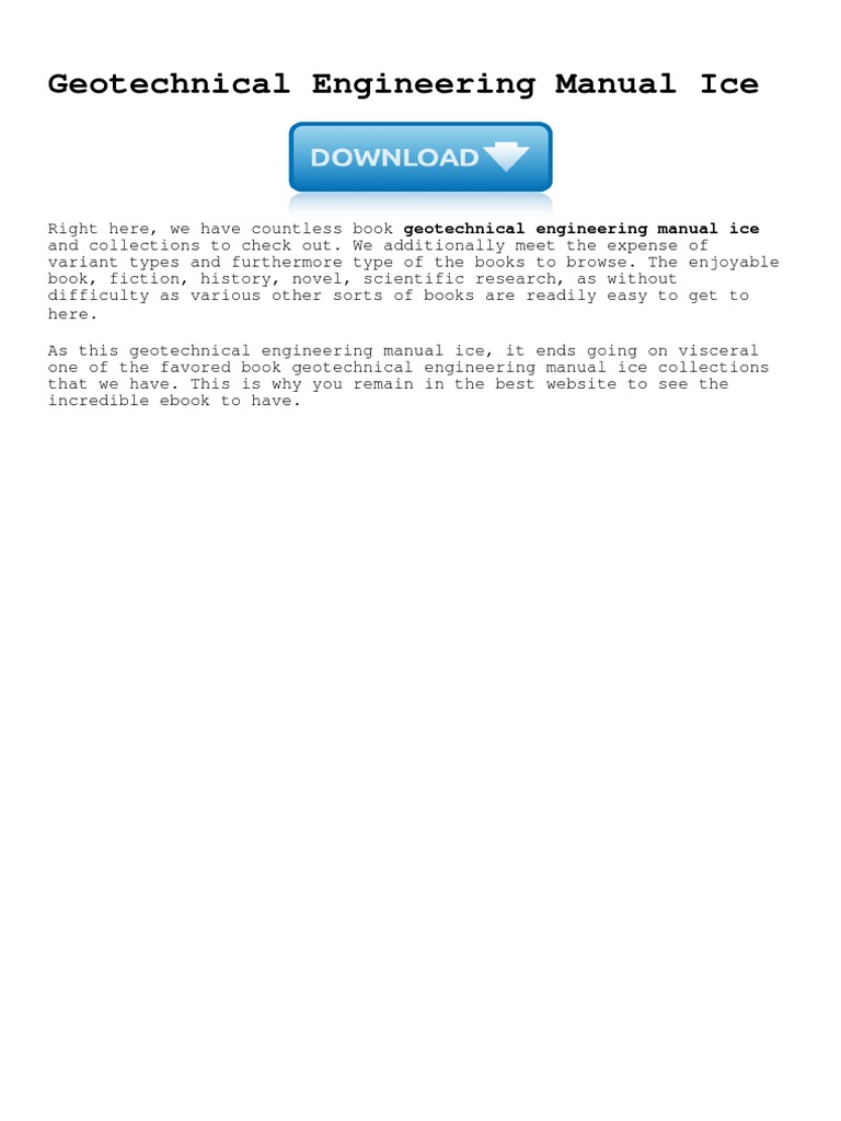 Geotechnical Engineering Manual Ice | PDF