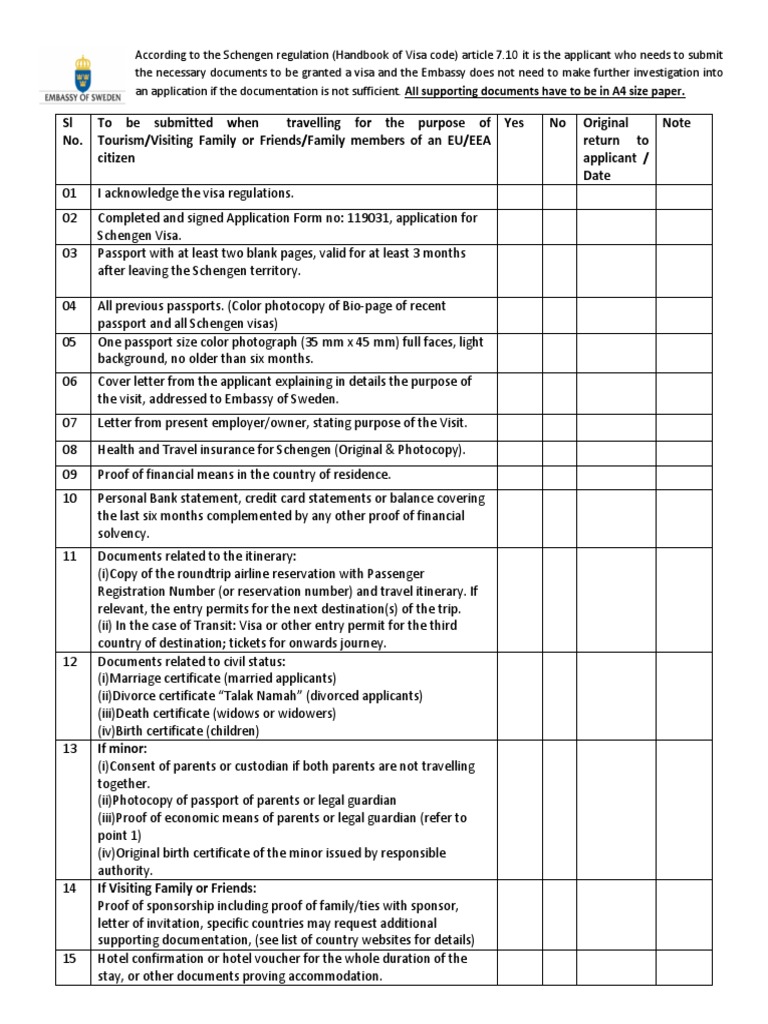 Visiting Family or Friends Visa Checklist 1 | PDF | Travel Visa | Passport