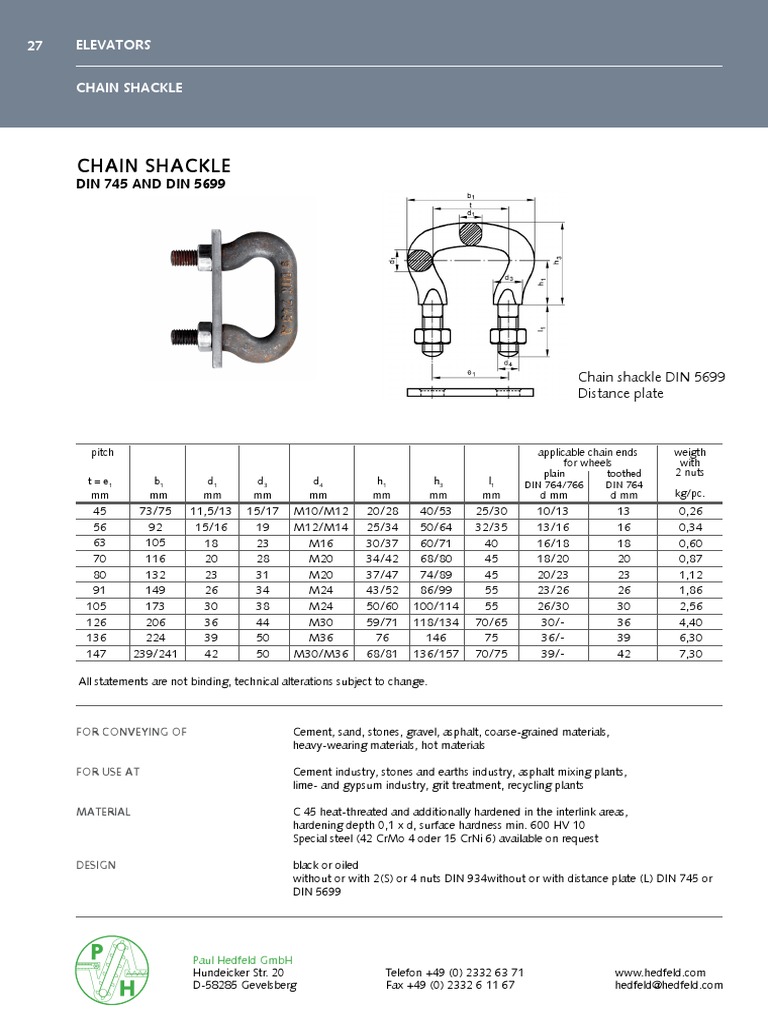 27 Elevators Chain Shackle DIN 745 and DIN 5699 | PDF | Horticulture And Gardening | Materials