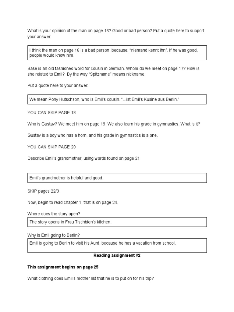 Julia Martins - Emil Reading Packet | PDF | Mystery, Thriller & Crime ...