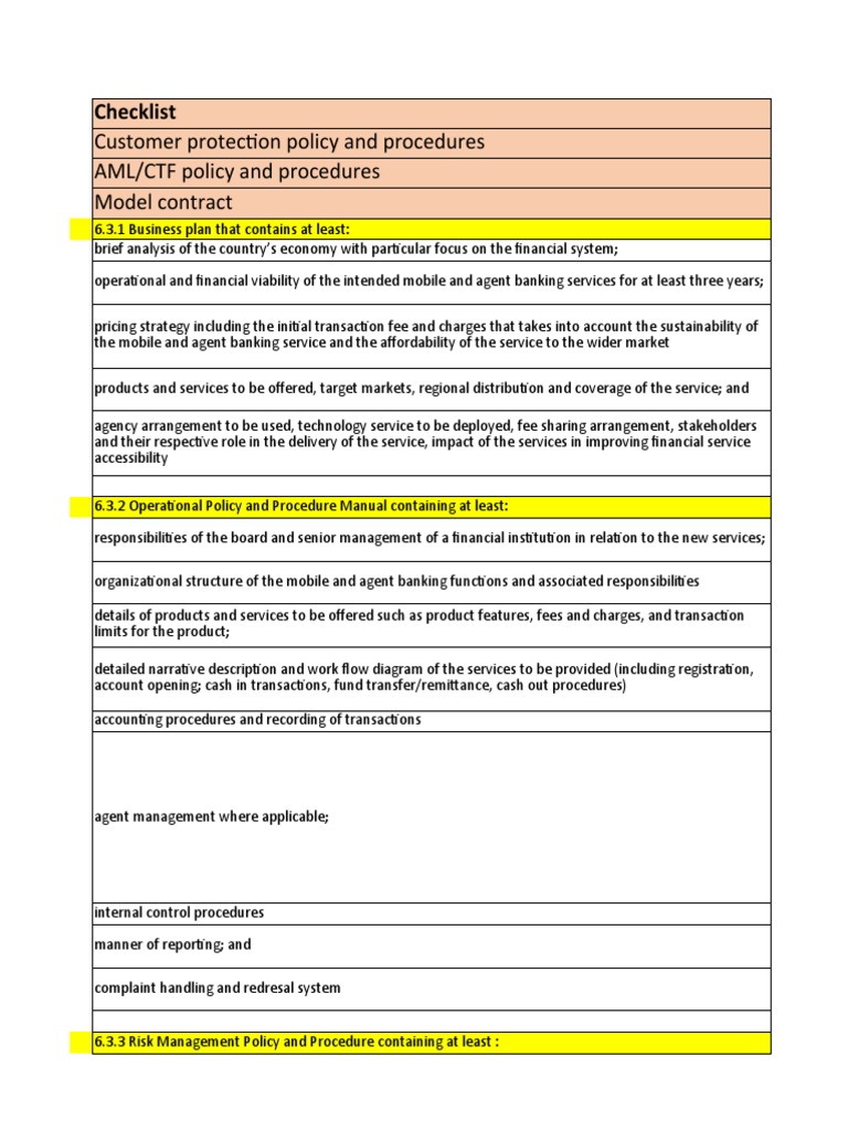 Checklist Statusèpolicy Manual | PDF | Internal Control | Banks