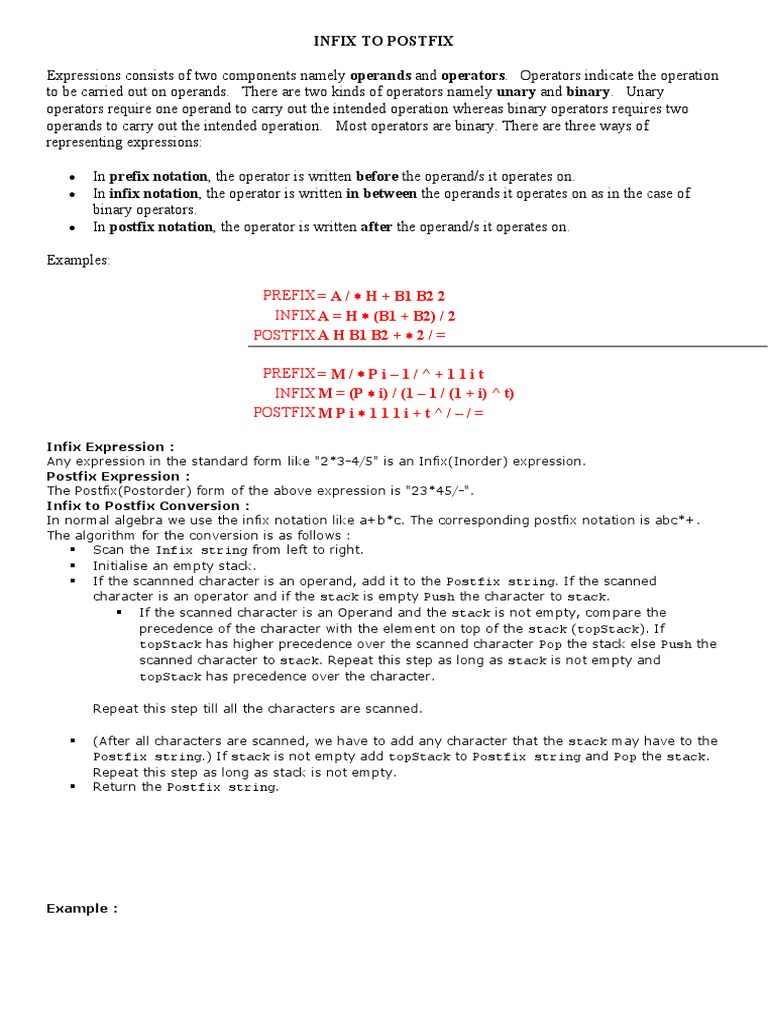 Infix To Postfix | PDF | Mathematical Notation | Notation