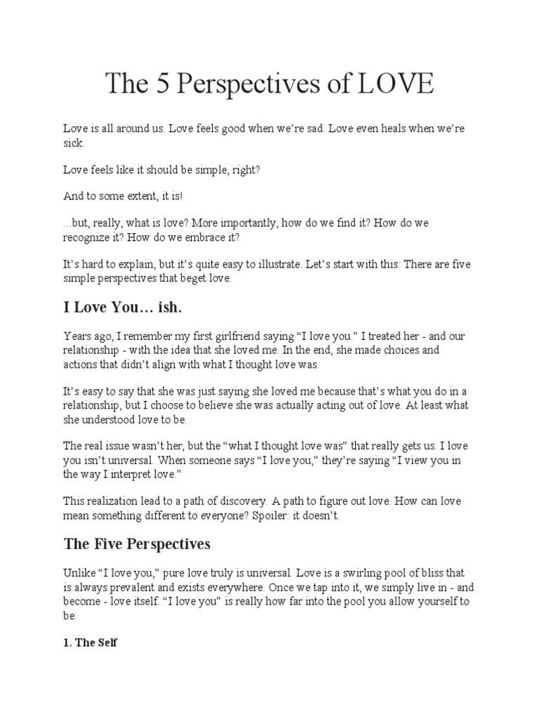 The 5 Perspectives of LOVE | PDF | Love | Psychology