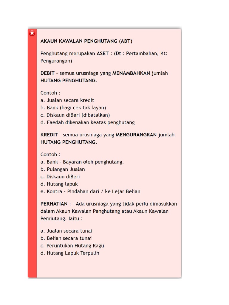 Nota Ringkas Akaun Kawalan | PDF