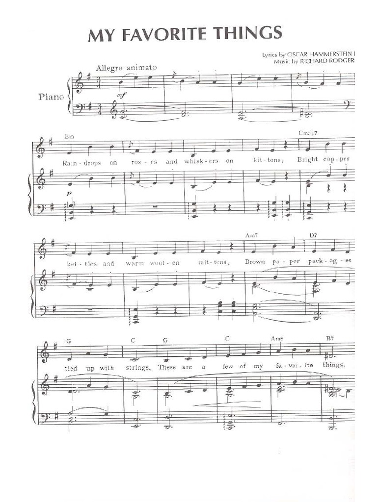The Sound of Music My Favorite Things Piano Sheet | PDF
