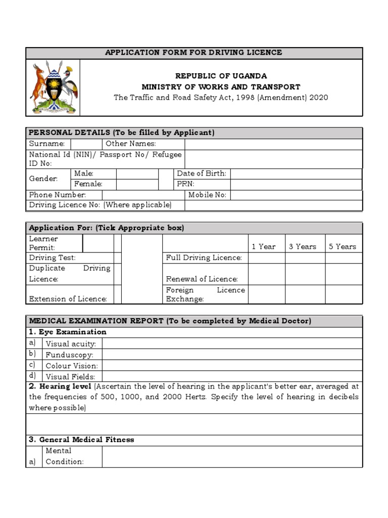 Application Form For Driving Licence | PDF