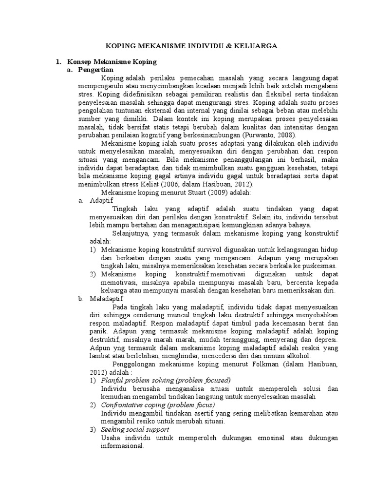 Koping Mekanisme Individu & Keluarga | PDF