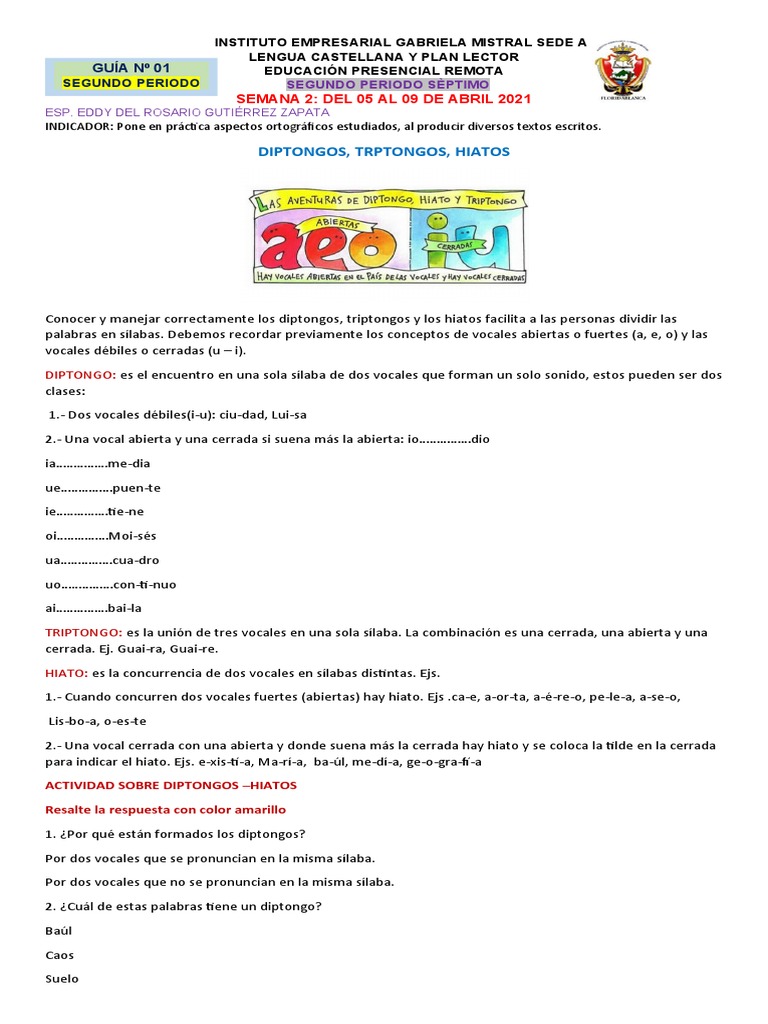 Diptongos, Hiatos y Triptongos en Español | PDF | Vocal | Fonética