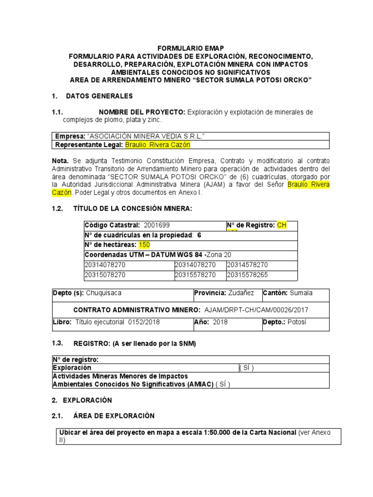 FORMULARIO EMAP Ofic | PDF | Minería | Suelo