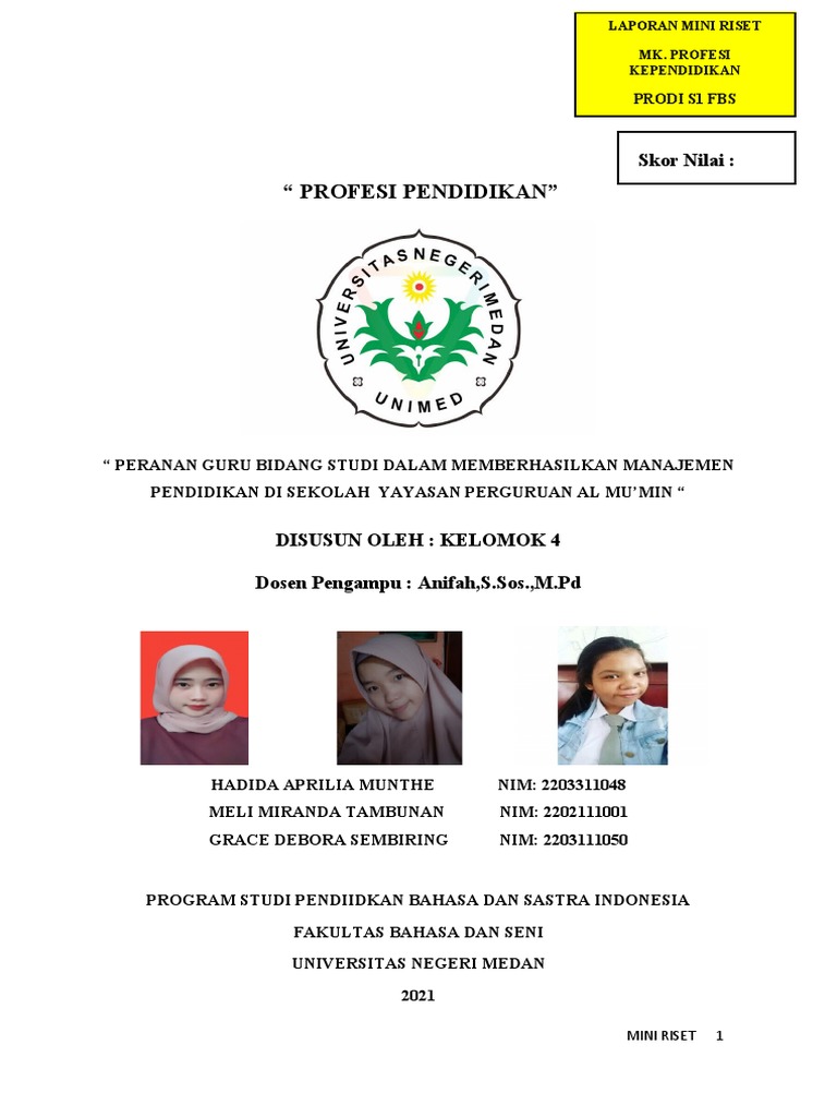 Mini Riset - Kelompok 4 - Profesi Pendidikan | PDF | Karier & Perkembangan
